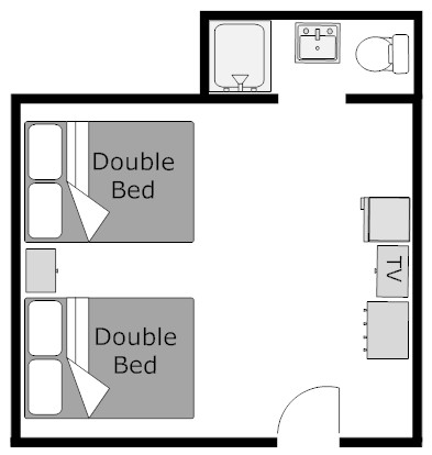 Double Room One Room with 2 Double/Full Size Beds, Outside Sitting ...